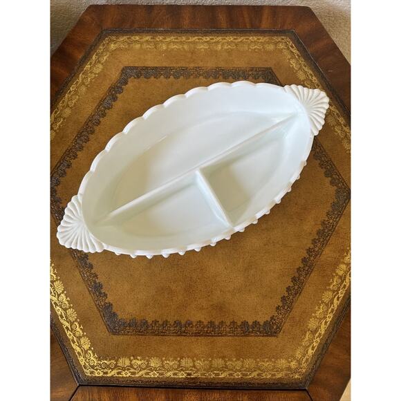 Unmarked | Dining | Vintage Hobnail White Milk Glass 3 Part Relish Tray ...